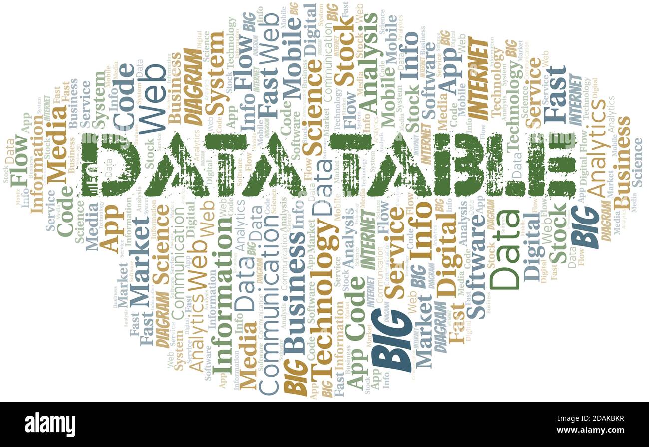 Data Table vector word cloud, made with the text only Stock Vector ...