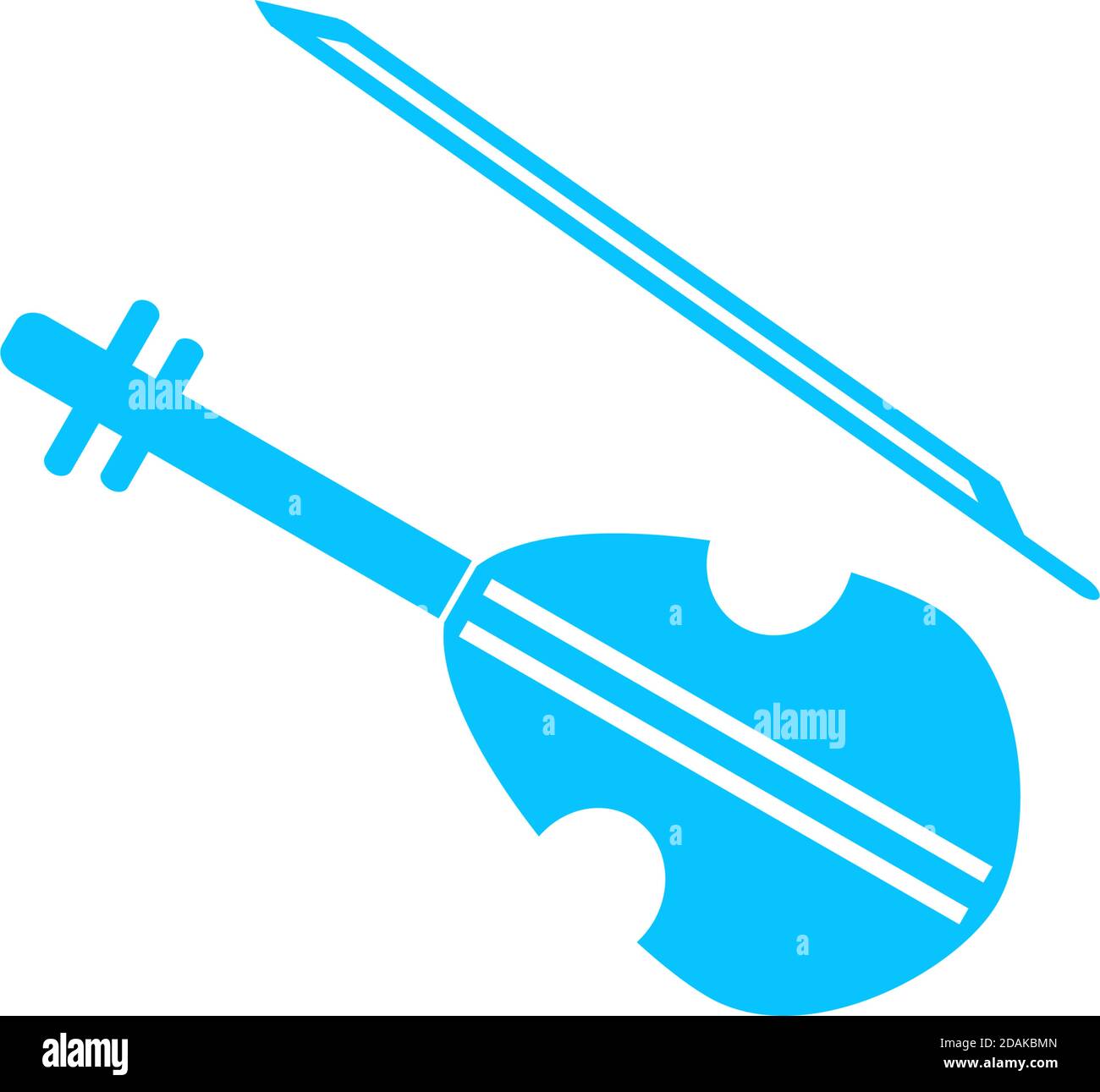Violin icon flat. Blue pictogram on white background. Vector ...