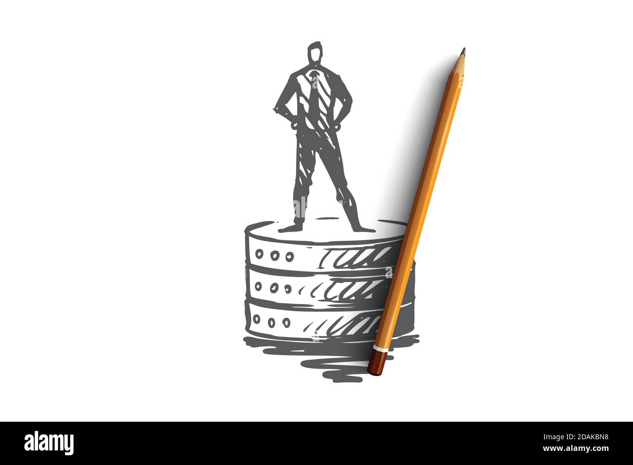 Database, backup, server, software, tool concept. Hand drawn isolated ...