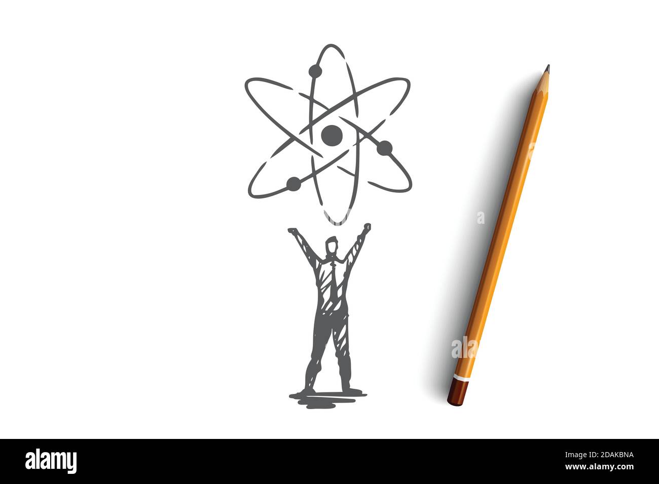 Engineering, gear, industry, technology, worker concept. Hand drawn ...