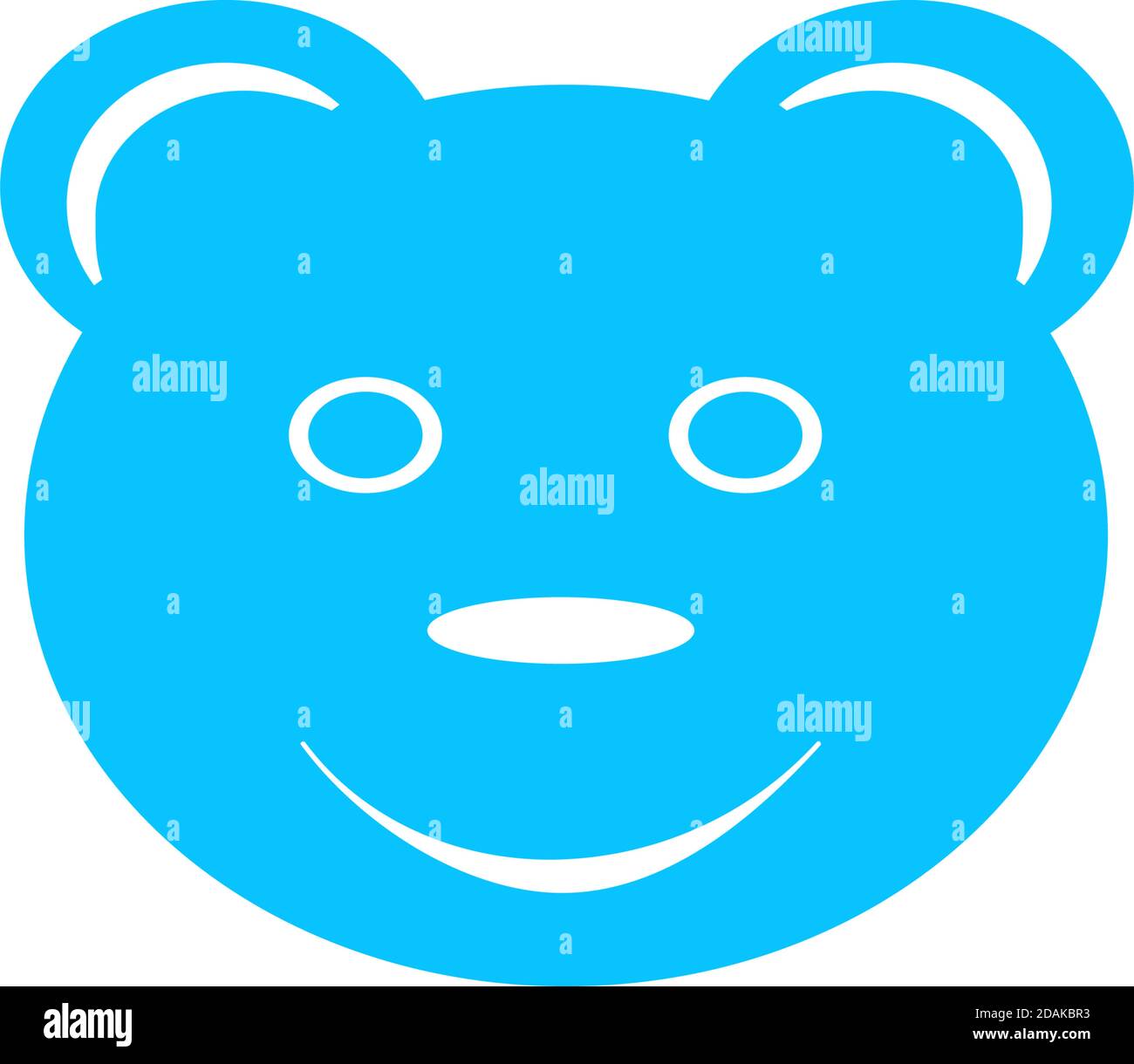 Smiling teddy bear icon flat. Blue pictogram on white background ...