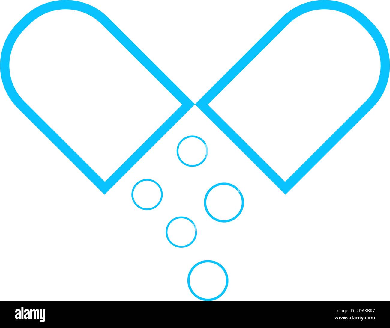 Capsule drug icon flat. Blue pictogram on white background. Vector ...