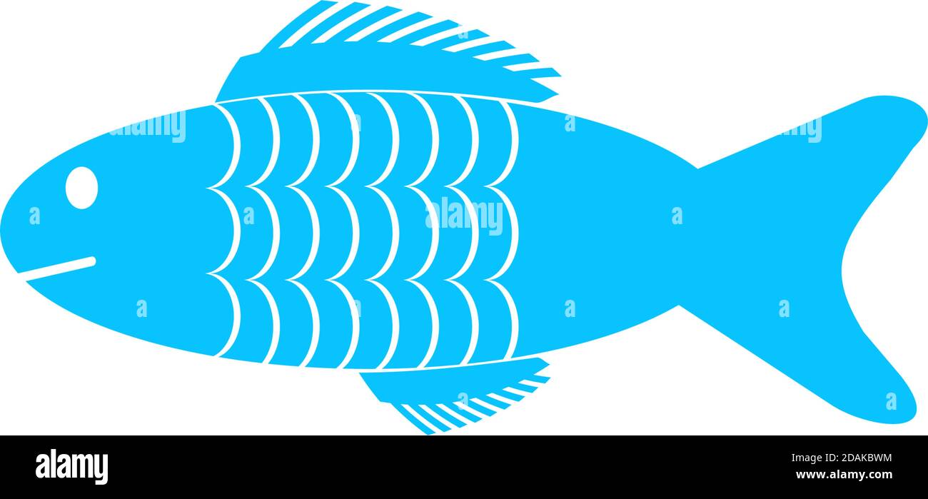 Fish icon flat. Blue pictogram on white background. Vector illustration ...