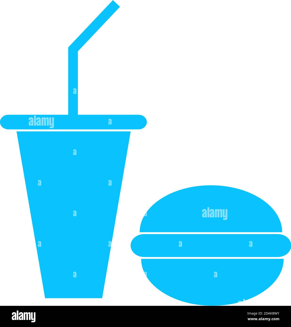 Fast food icon flat. Blue pictogram on white background. Vector ...