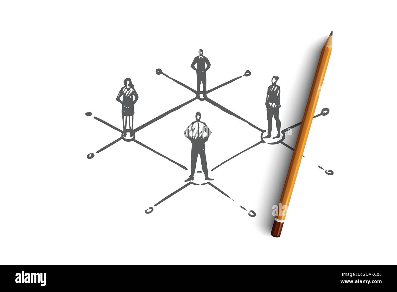 Decentralized, people, connected, element, structure concept. Hand ...
