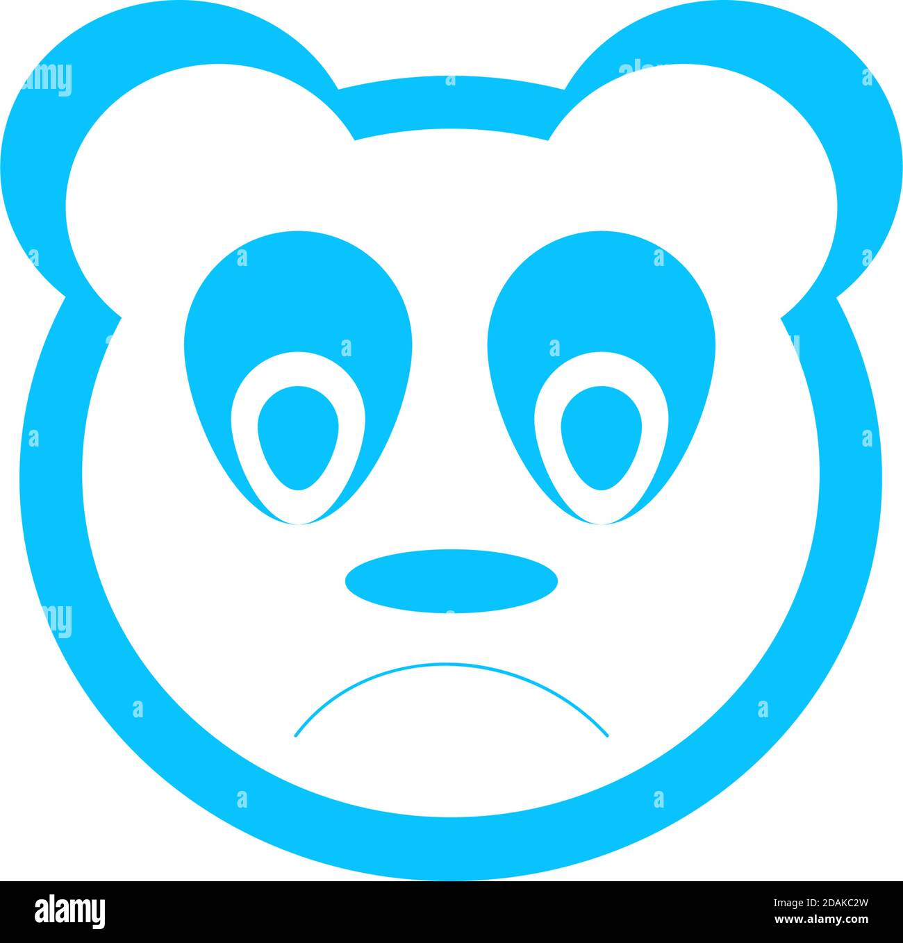 Sad panda icon flat. Blue pictogram on white background. Vector ...