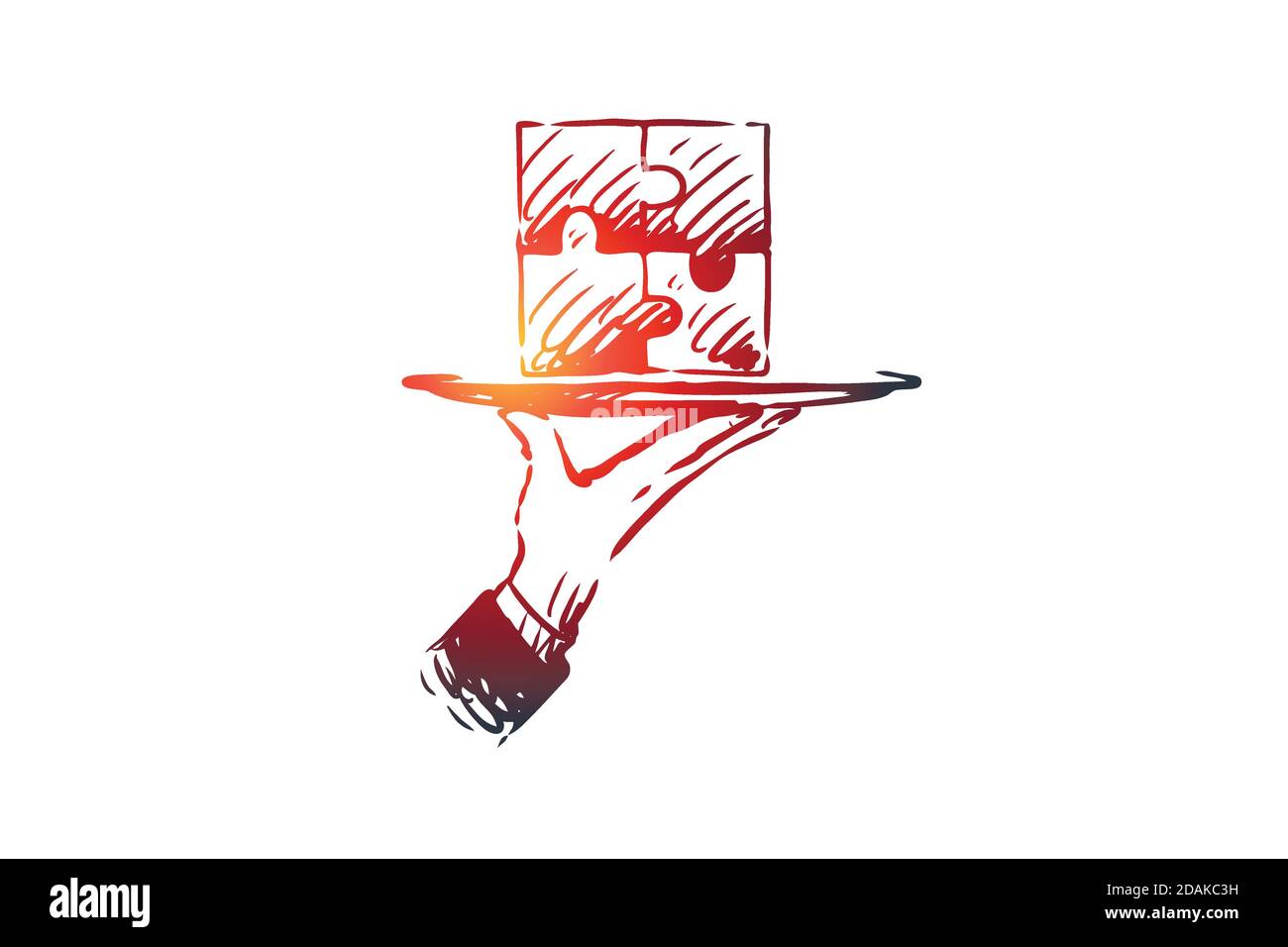 Results, puzzle, connection, solution, teamwork concept. Hand drawn ...