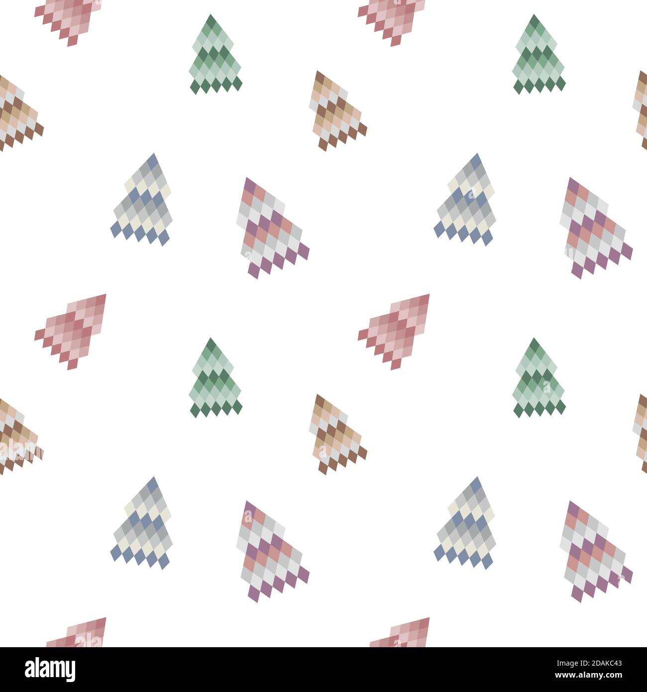 Seamless Christmas background with decorative pixel Christmas trees ...