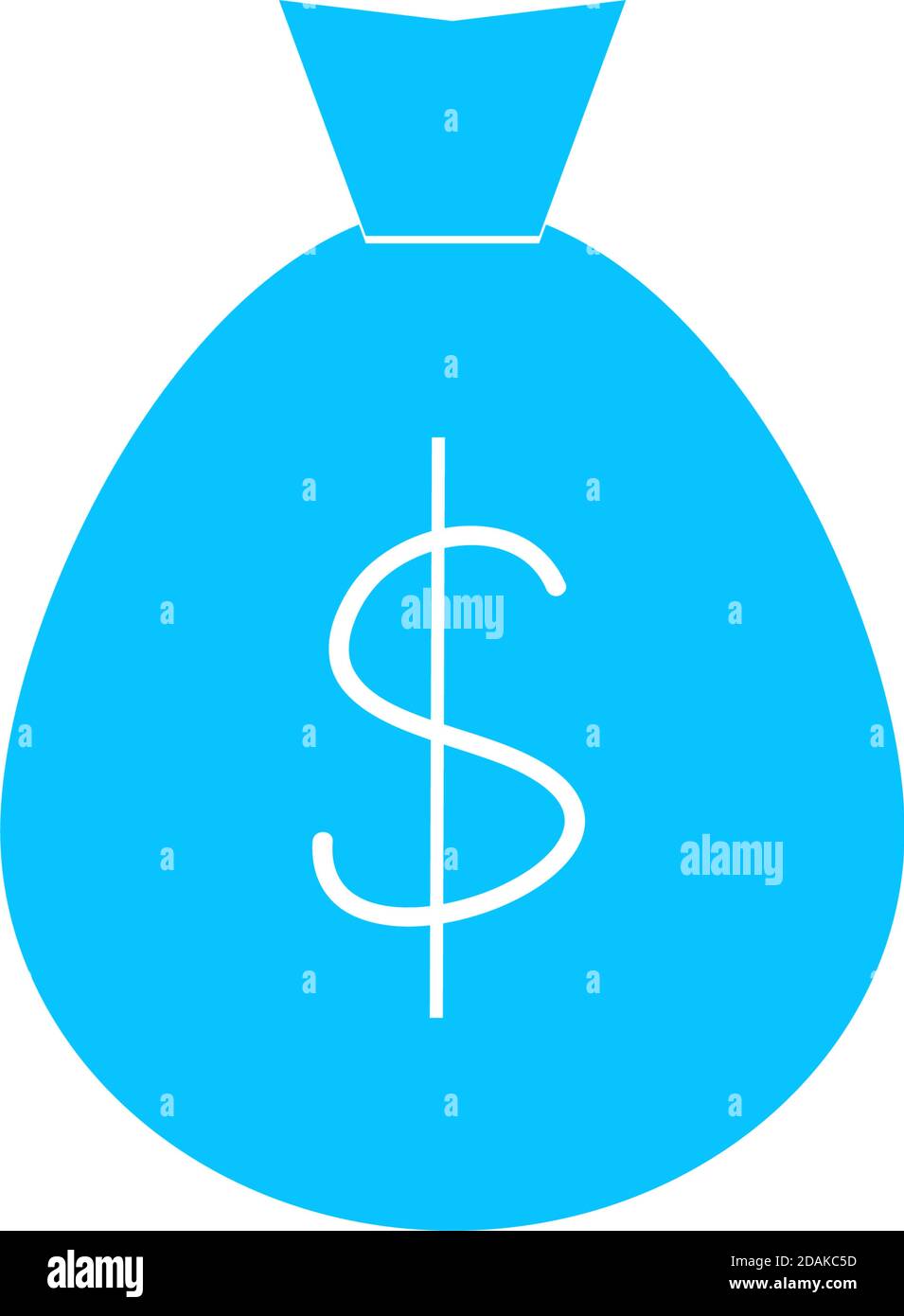 Money bag icon flat. Blue pictogram on white background. Vector ...