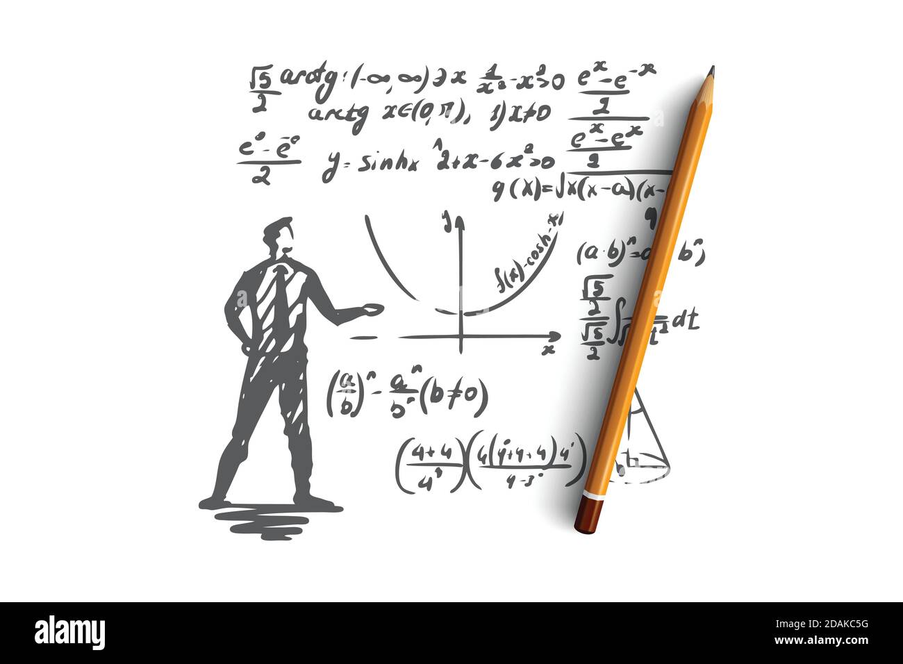 Mathematics, education, science, school, study concept. Hand drawn ...