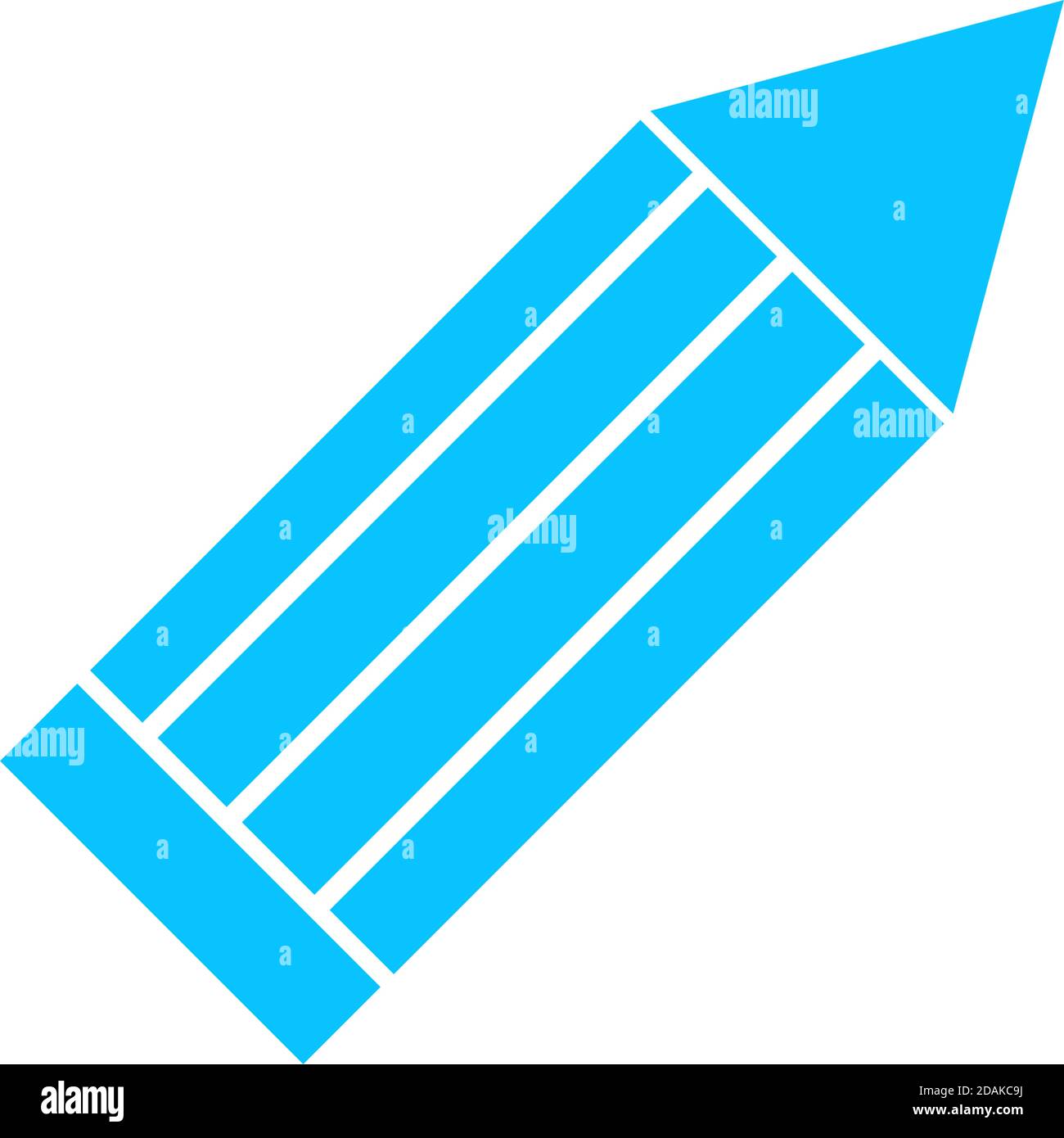 Pencil icon flat. Blue pictogram on white background. Vector ...