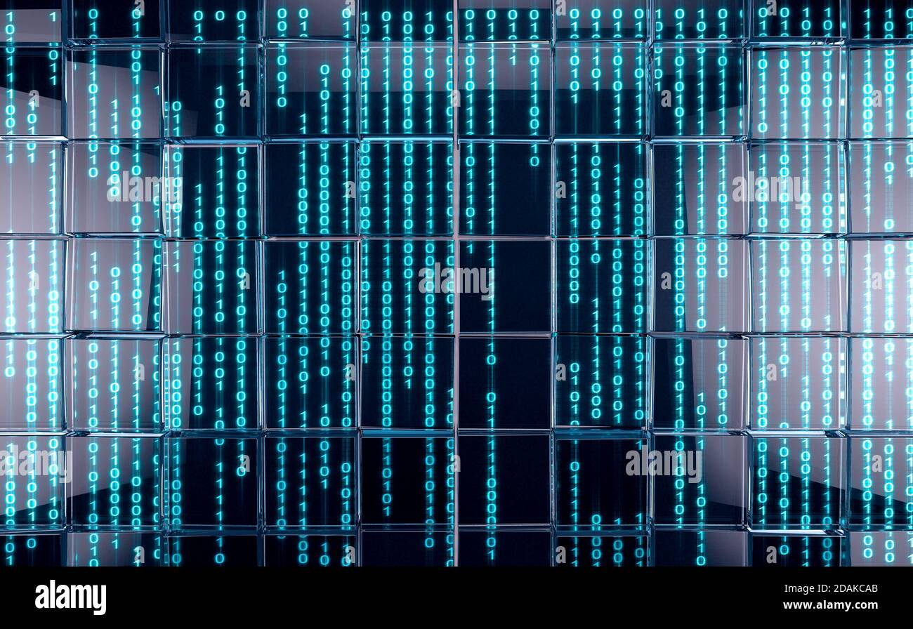 Abstract technology background of transparent and translucent cubes and ...