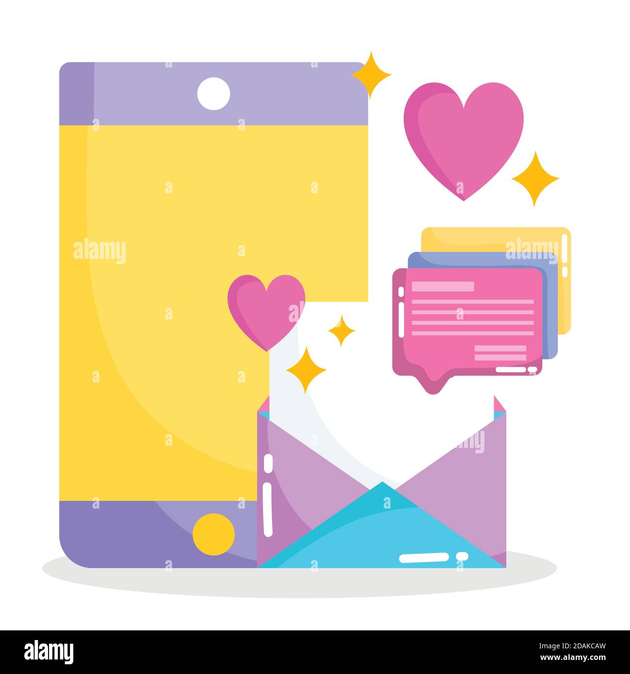 social media, smartphone email, chat, sms in cartoon style vector ...