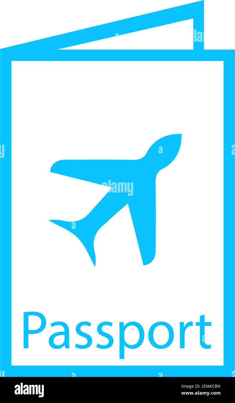 Passport travels icon flat. Blue pictogram on white background. Vector ...