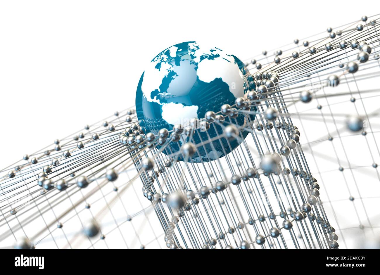 3d illustration of networking and internet concept and globe wold map ...