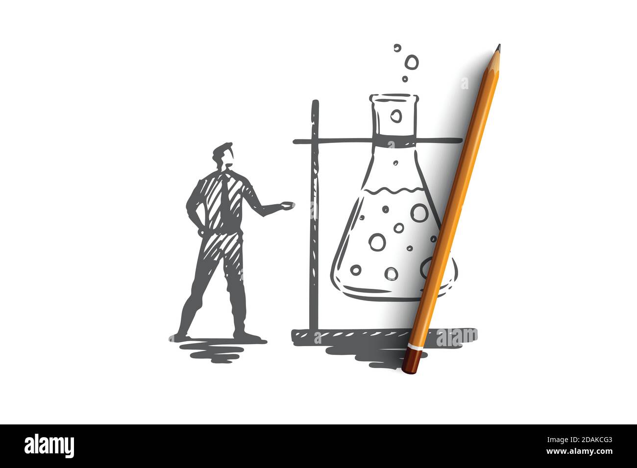 Research, glass, medical, scientist, lab concept. Hand drawn isolated ...