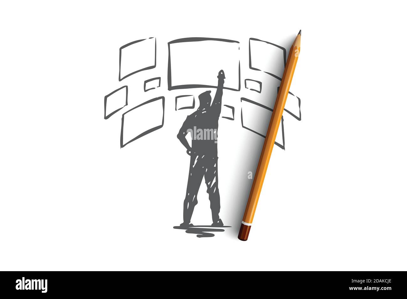Interface, design, page, screen, layout concept. Hand drawn isolated ...