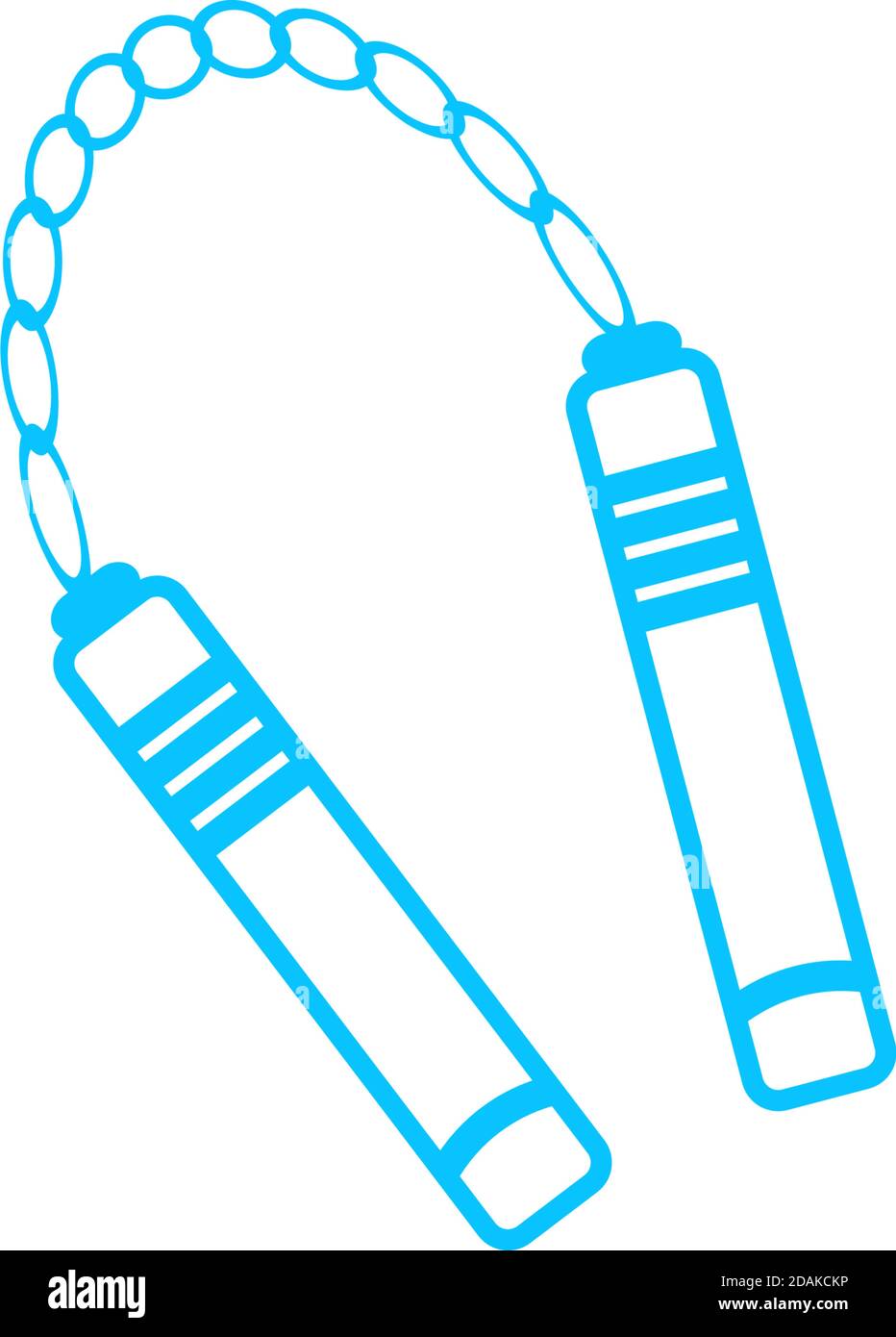 Nunchaku weapon icon flat. Blue pictogram on white background. Vector ...