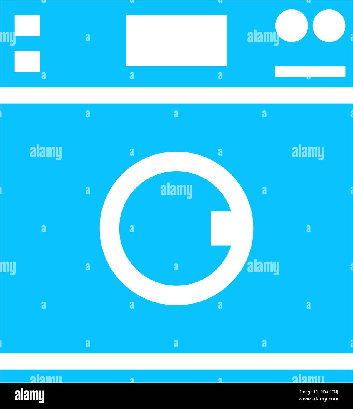 Washing machine icon flat. Blue pictogram on white background. Vector ...