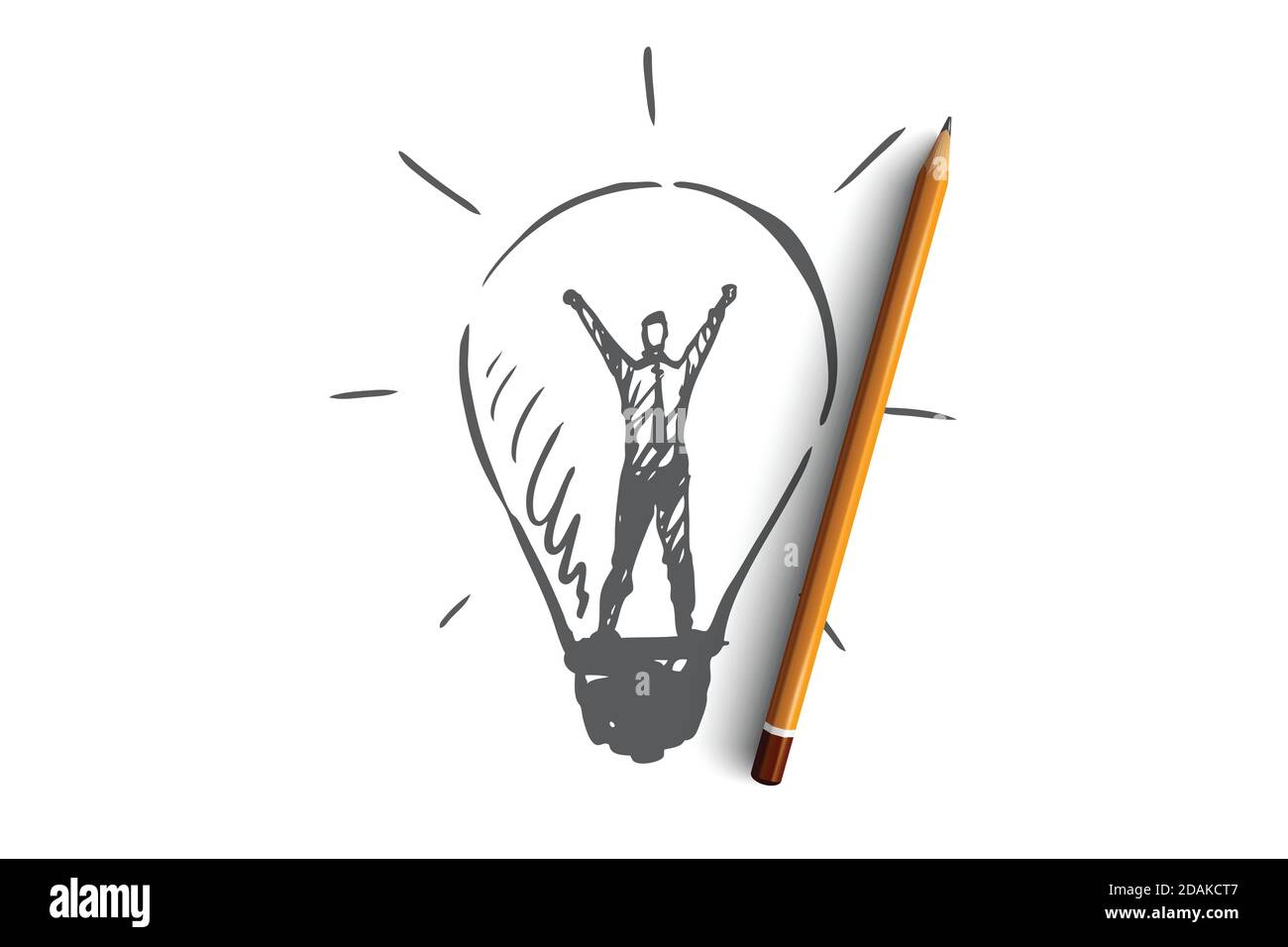 Learn more, information, knowledge, success, study concept. Hand drawn ...