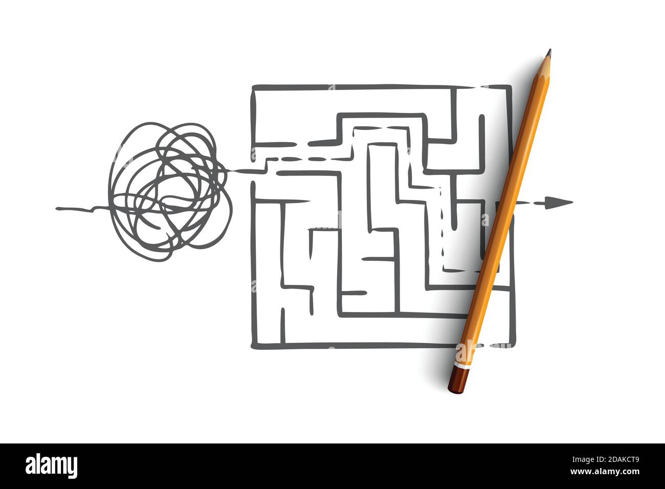 Organize, order, control, sort, chaos concept. Hand drawn isolated ...