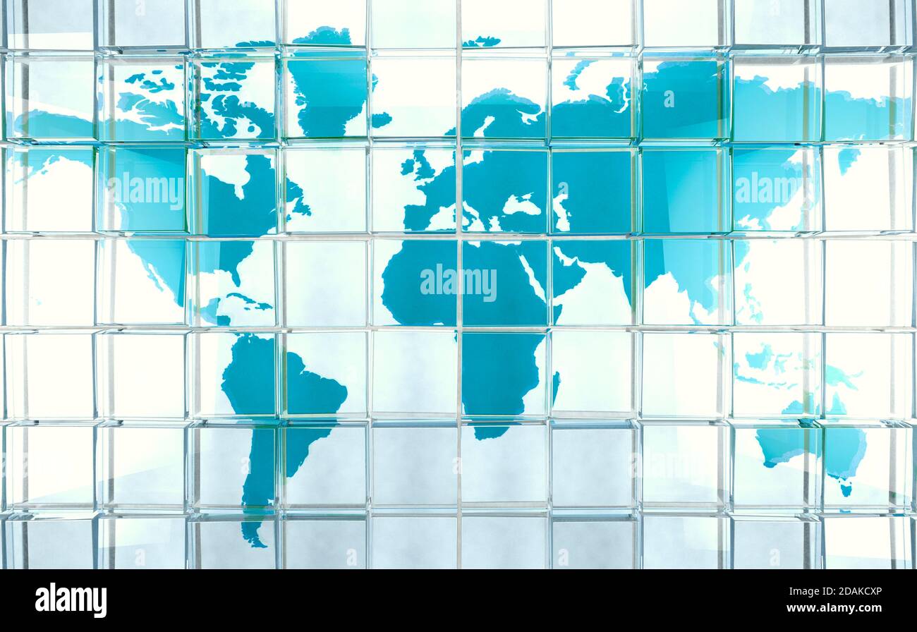 Cyberspace and internet concept and blue and white map.Technology and ...