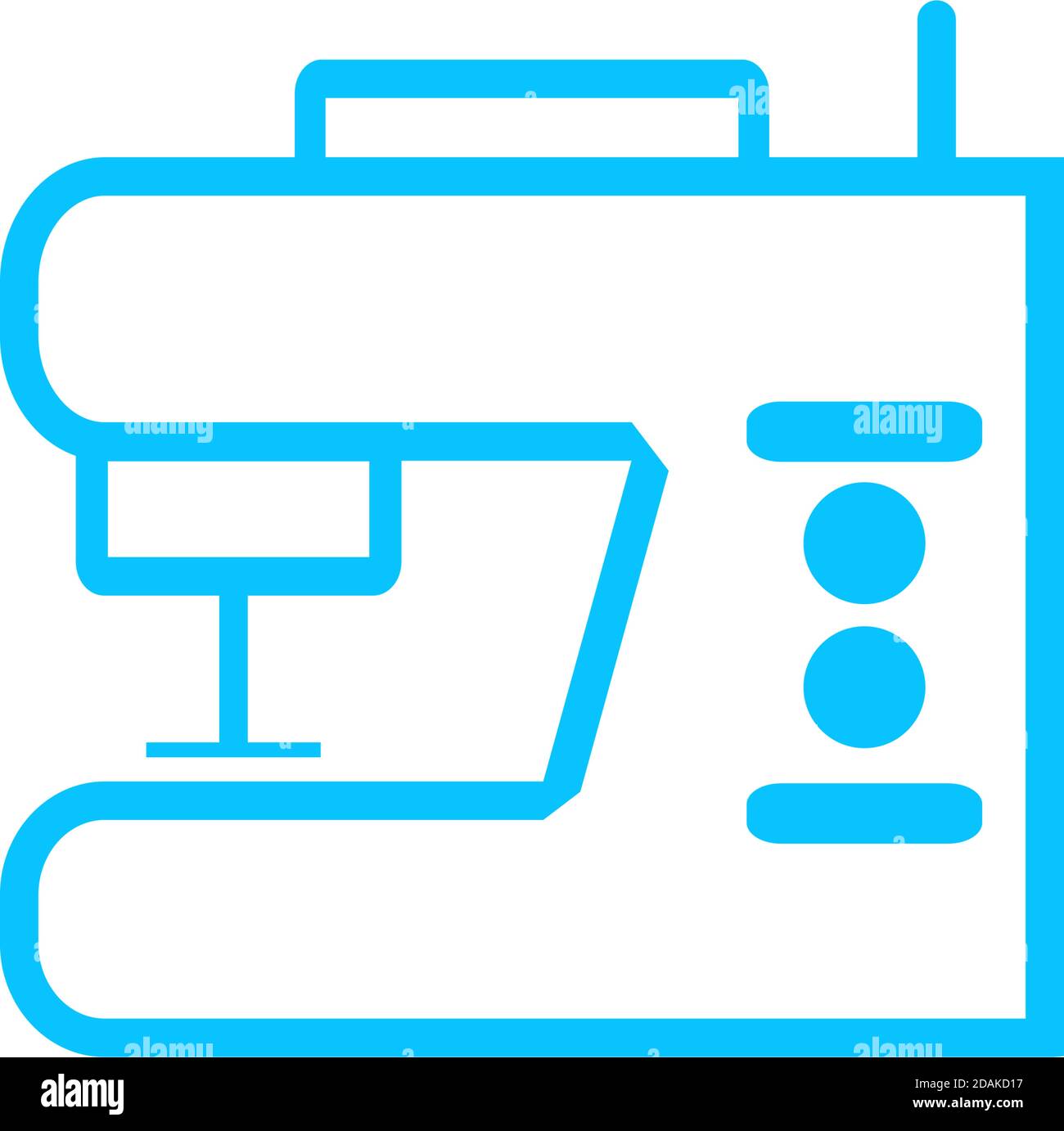 Sewing machine icon flat. Blue pictogram on white background. Vector ...
