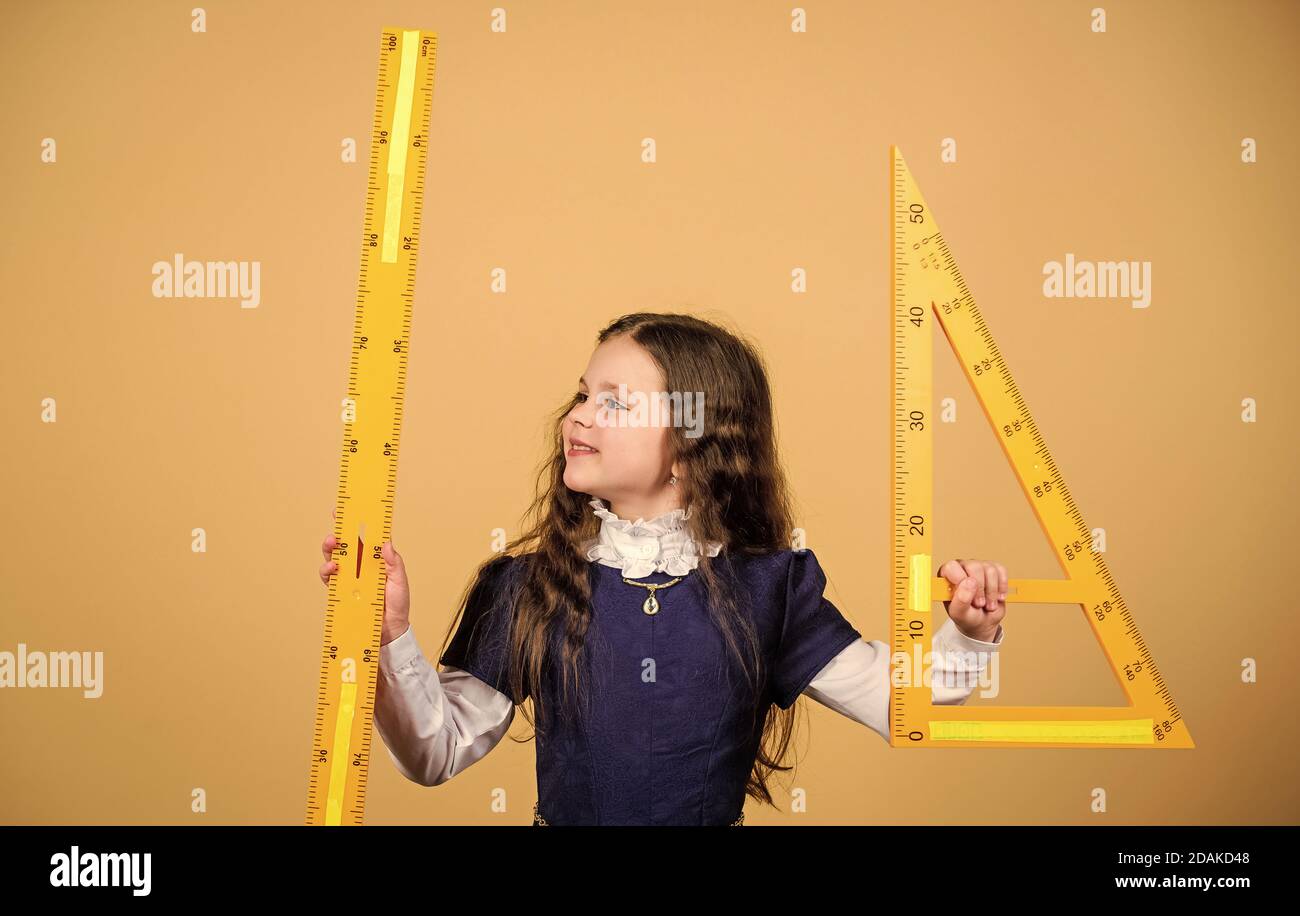 math lesson. Education and knowledge. small girl back to school. Pupil ...