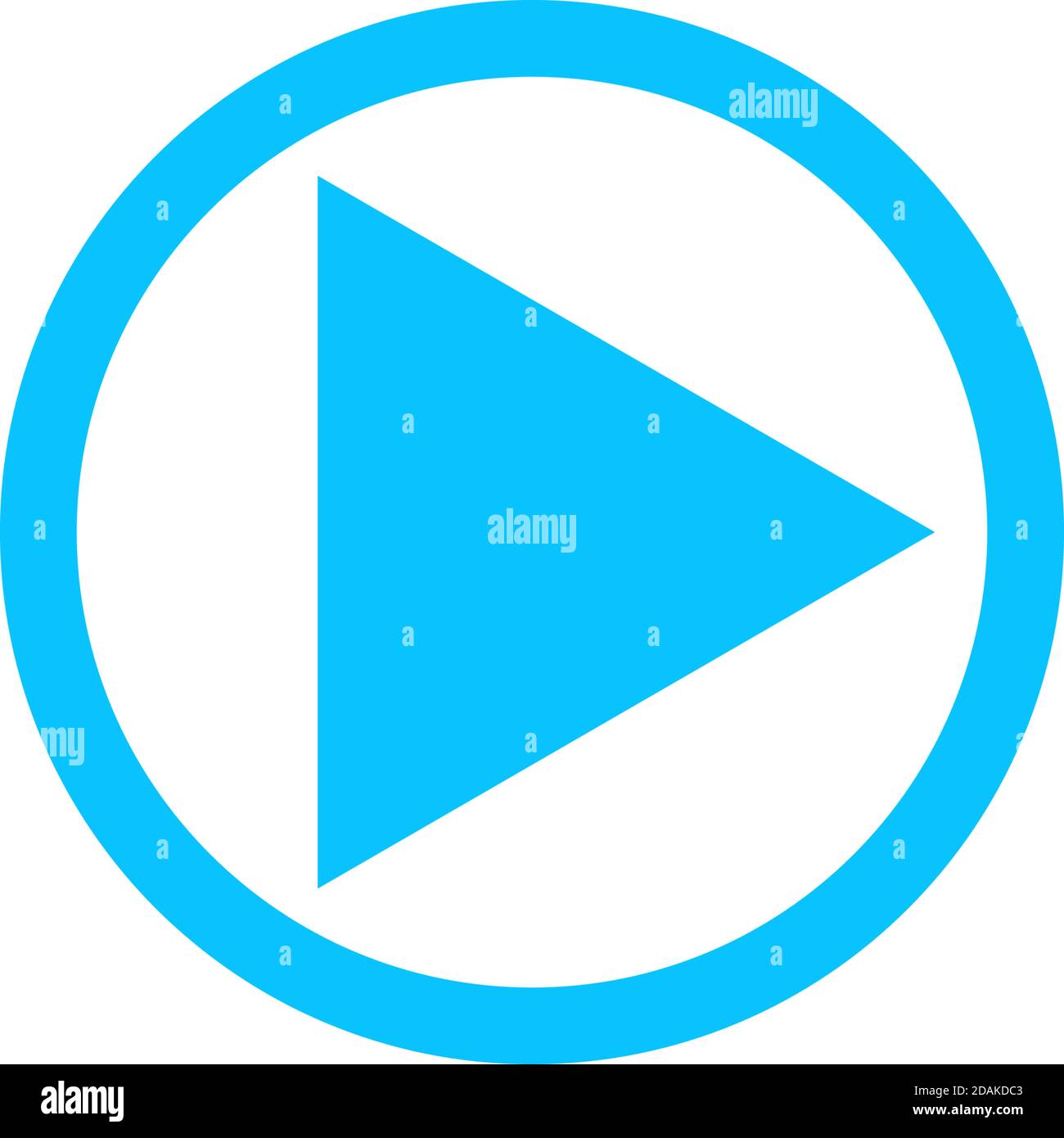 Play button icon flat. Blue pictogram on white background. Vector ...