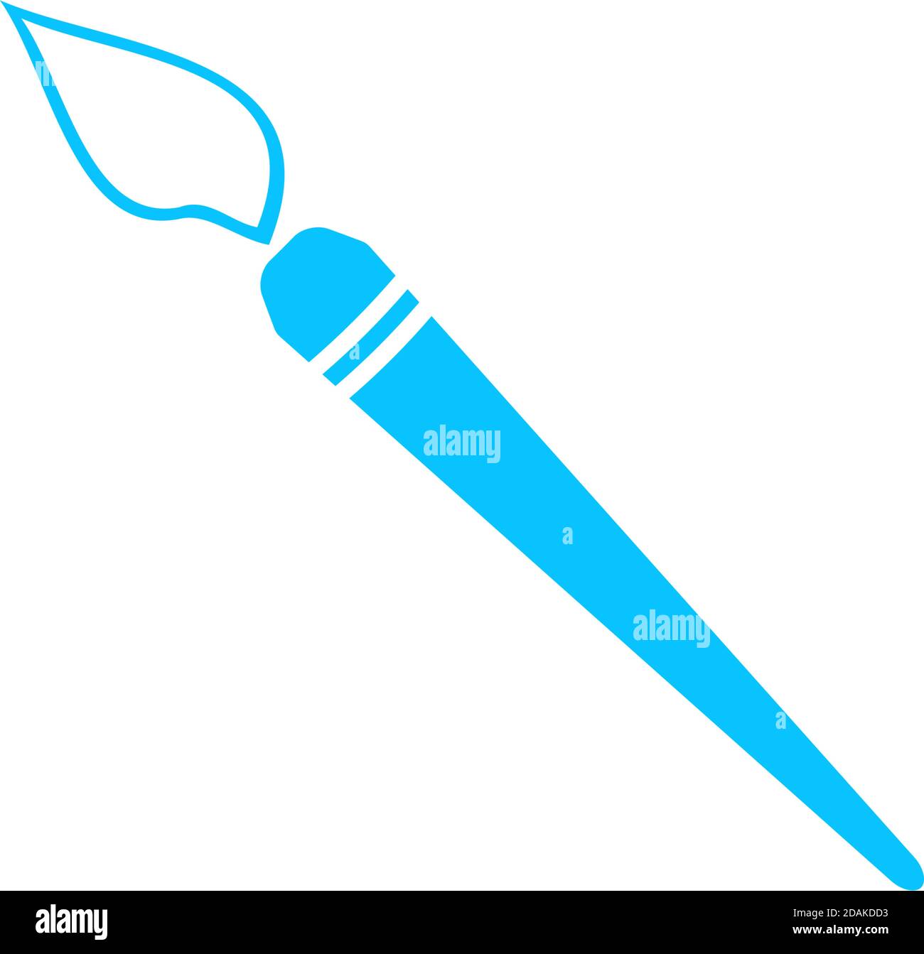 Paint brush icon flat. Blue pictogram on white background. Vector ...
