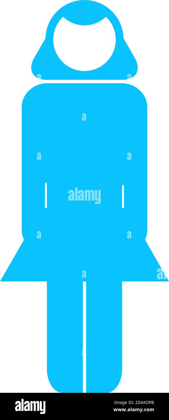 Woman icon flat. Blue pictogram on white background. Vector ...