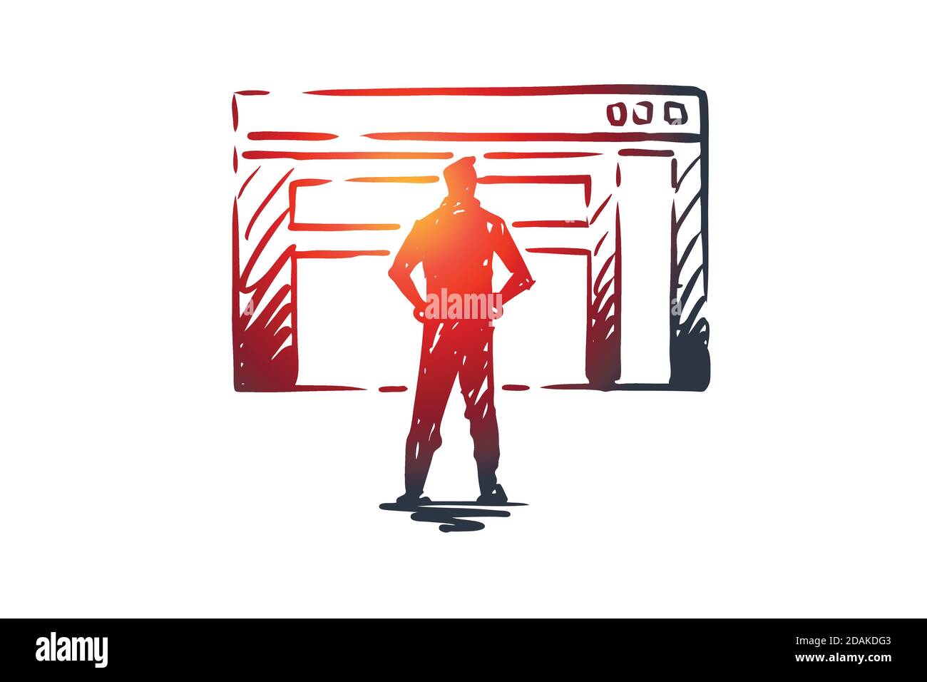 Traffic, website, internet, technology, digital concept. Hand drawn ...
