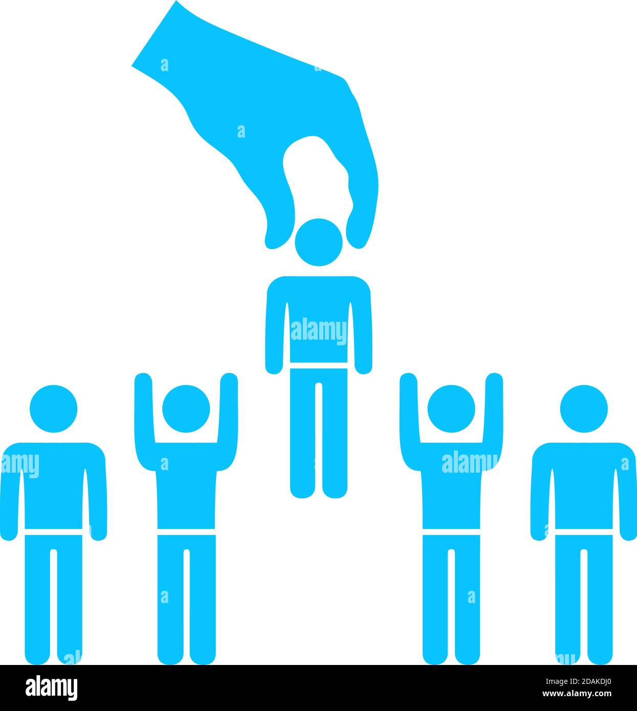 Recruitment concept icon flat. Blue pictogram on white background ...