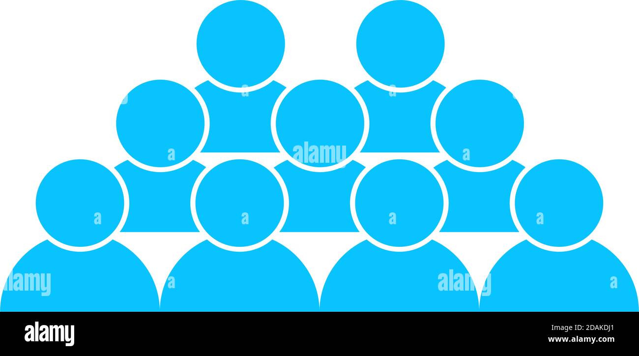 Crowd of people icon flat. Blue pictogram on white background. Vector ...
