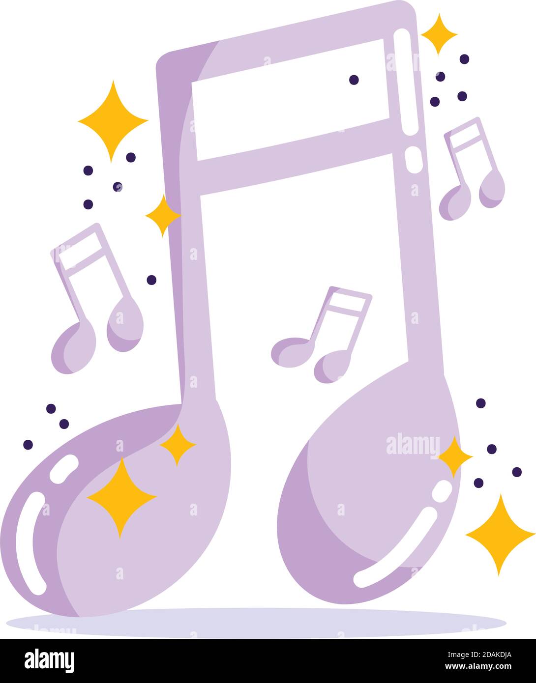 social media, music notes melody in cartoon style vector illustration ...