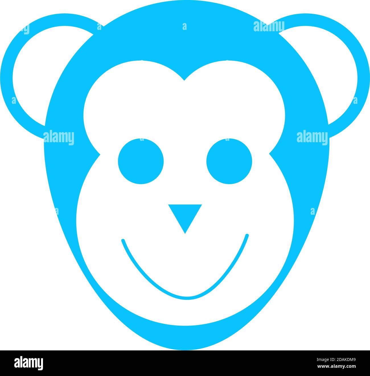 Monkey head icon flat. Blue pictogram on white background. Vector ...