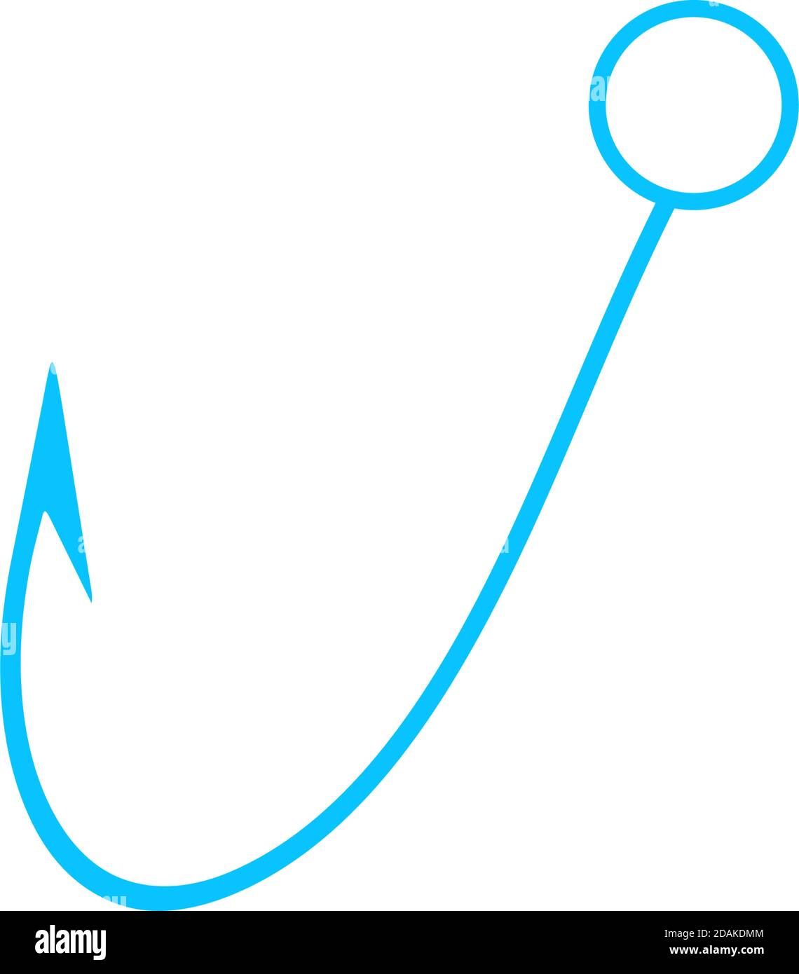 Fishing hook icon flat. Blue pictogram on white background. Vector ...