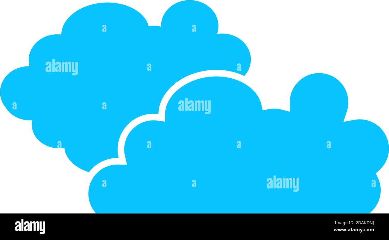 Clouds icon flat. Blue pictogram on white background. Vector ...