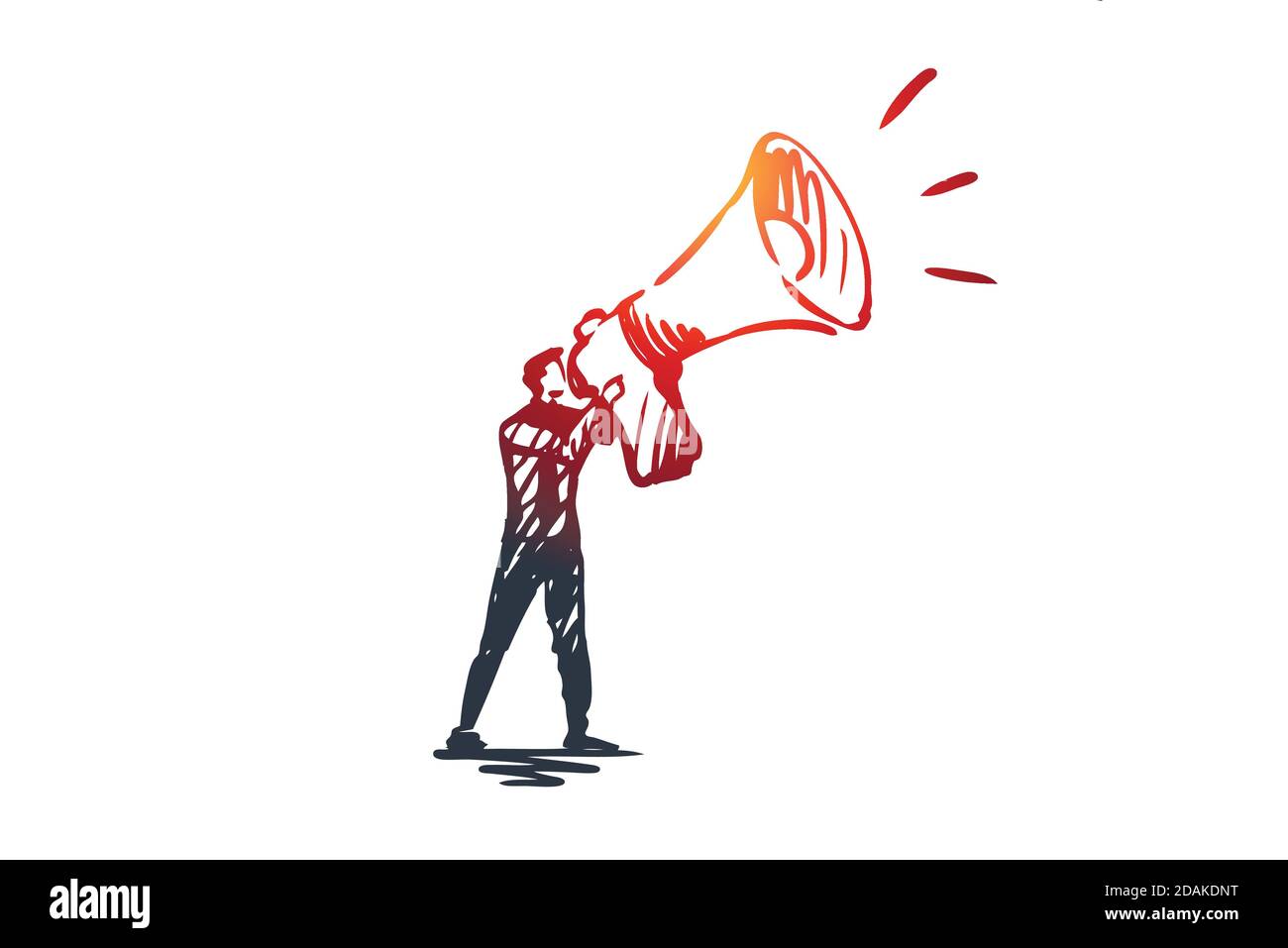 Public, advertising, communication, pr, media concept. Hand drawn ...