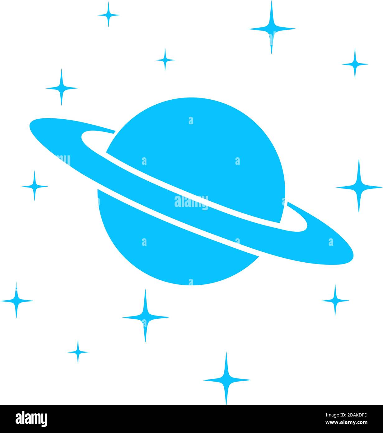 Planet Saturn icon flat. Blue pictogram on white background. Vector ...