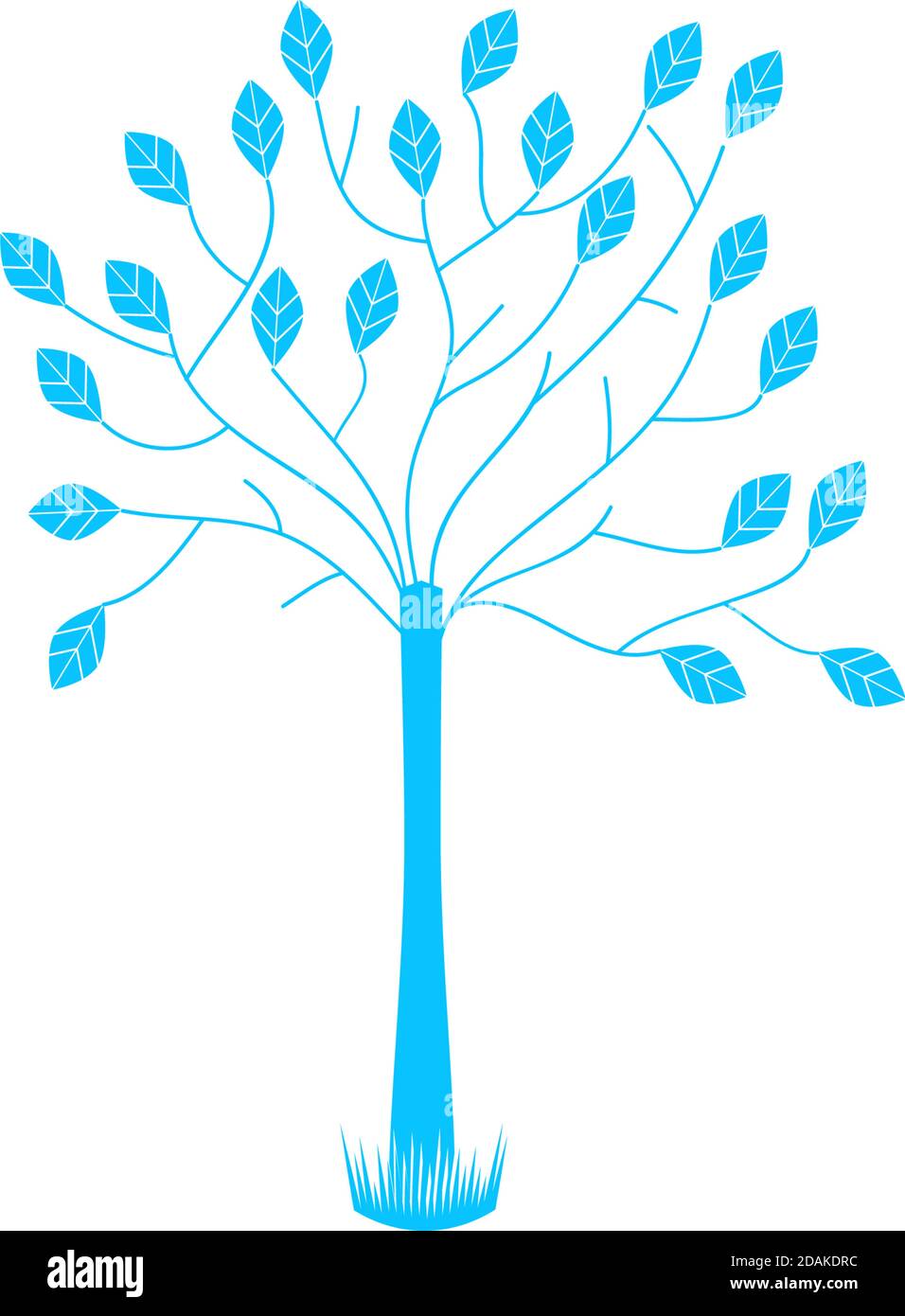Decorative tree icon flat. Blue pictogram on white background. Vector ...