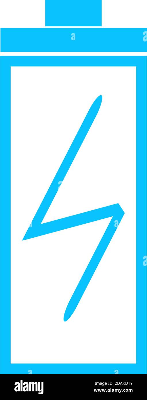 Battery Charging icon flat. Blue pictogram on white background. Vector ...