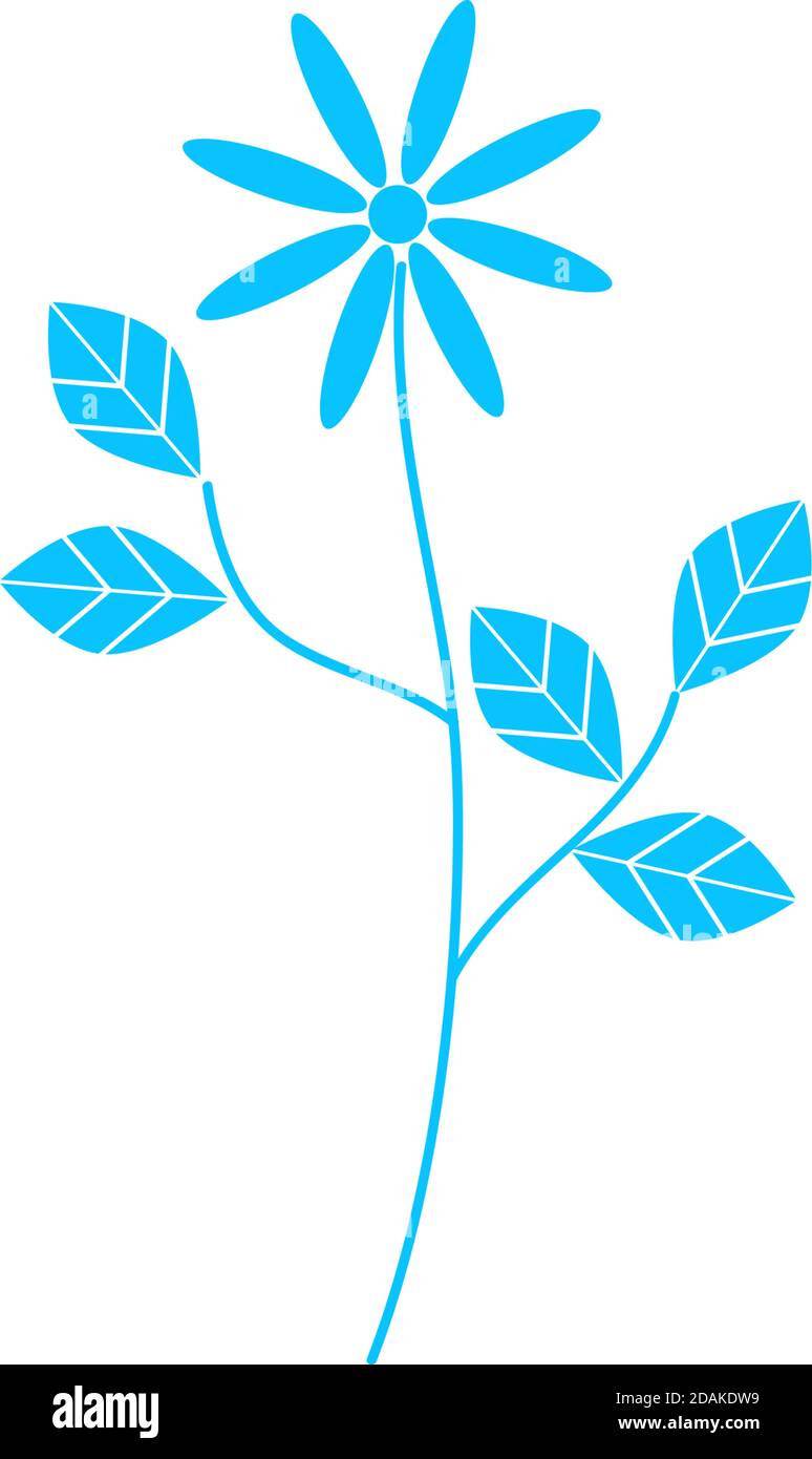 Flower icon flat. Blue pictogram on white background. Vector ...