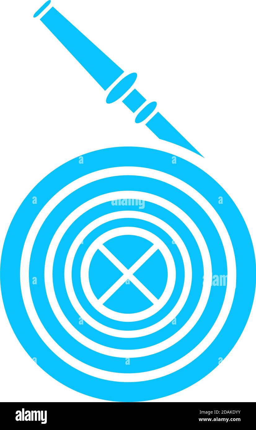 Water hose icon flat. Blue pictogram on white background. Vector ...