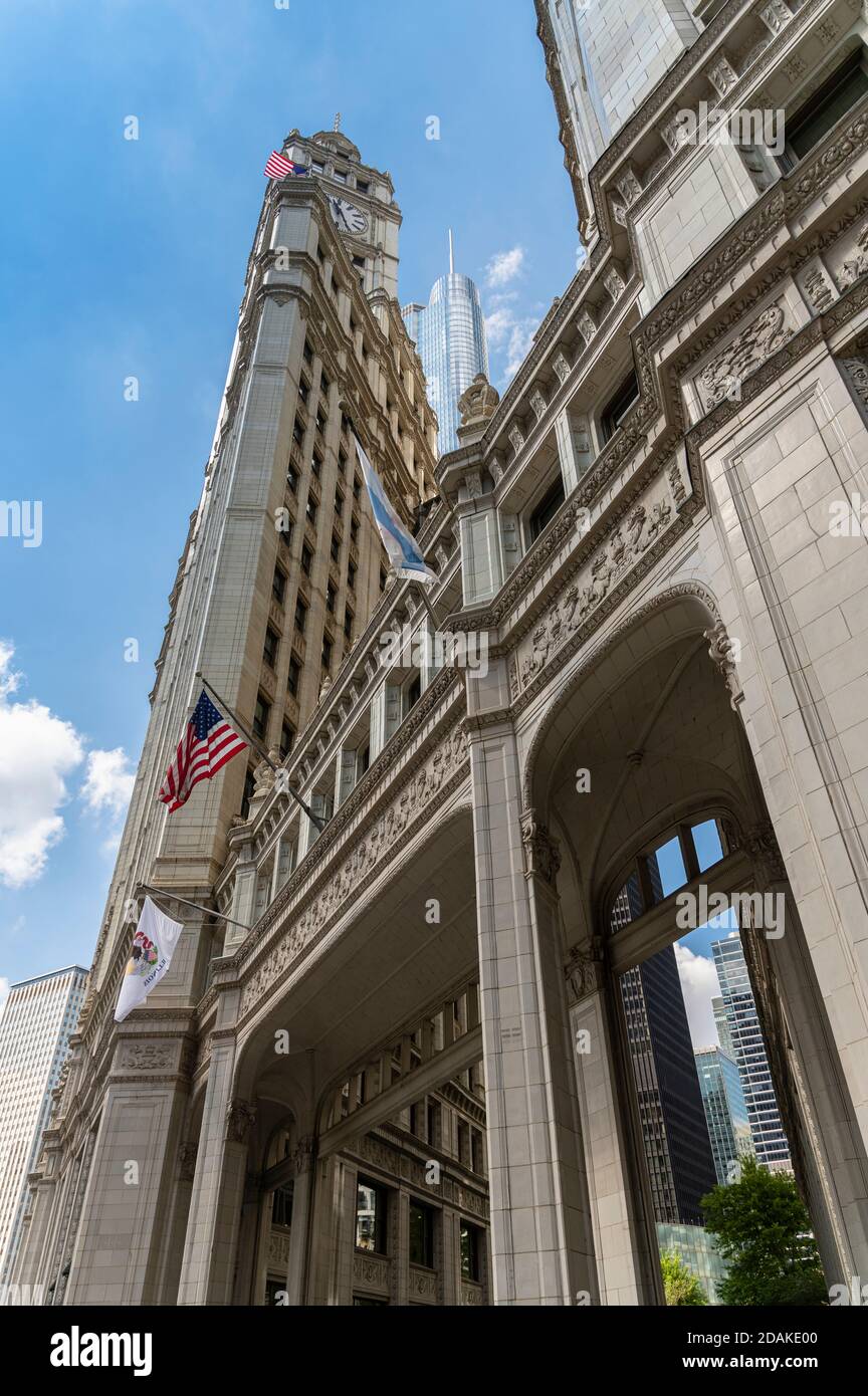 Chicago wrigley clock tower hi-res stock photography and images - Alamy