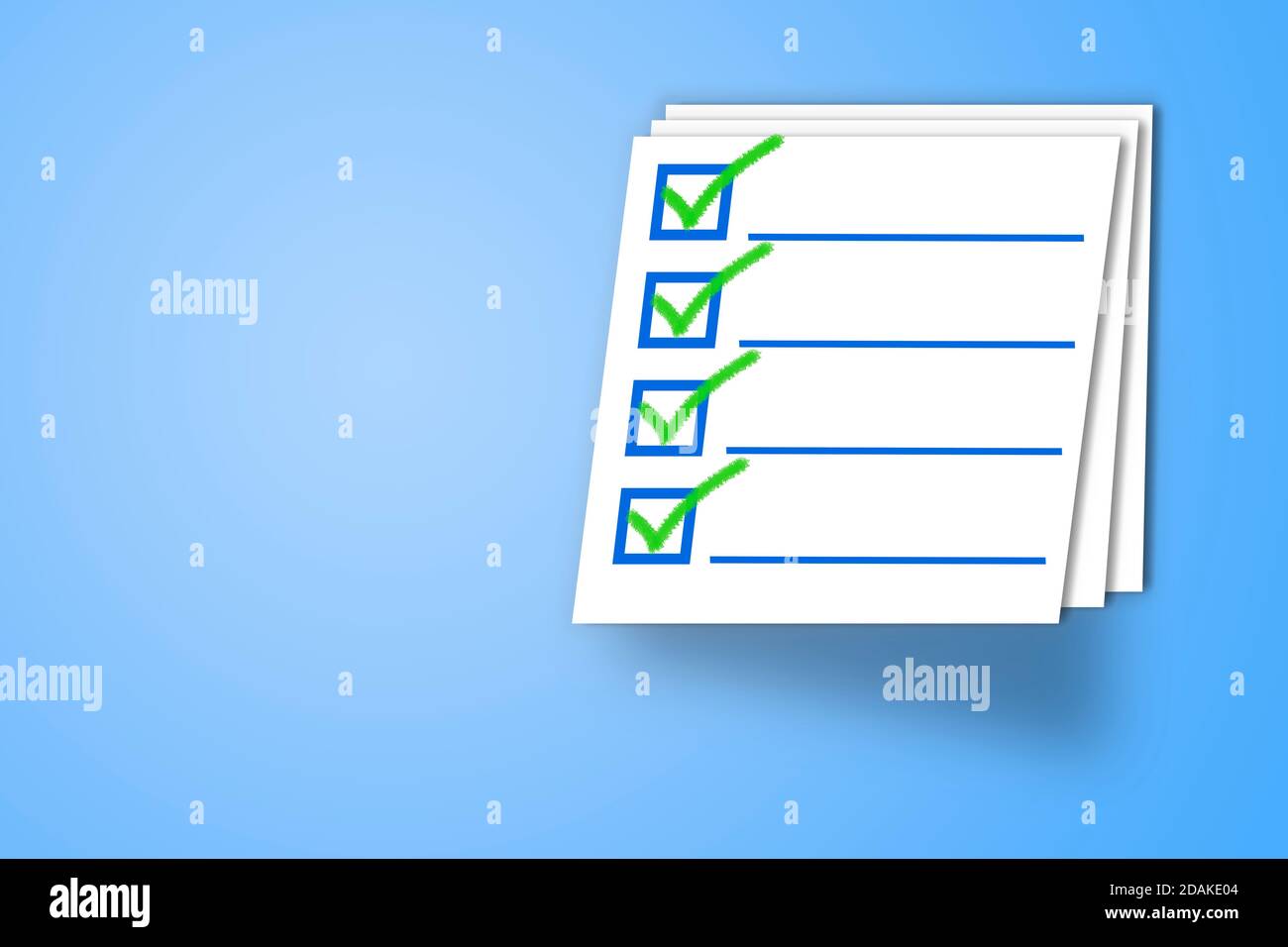 concept of survey, exam, test, questionnaire, document. Check mark icon ...