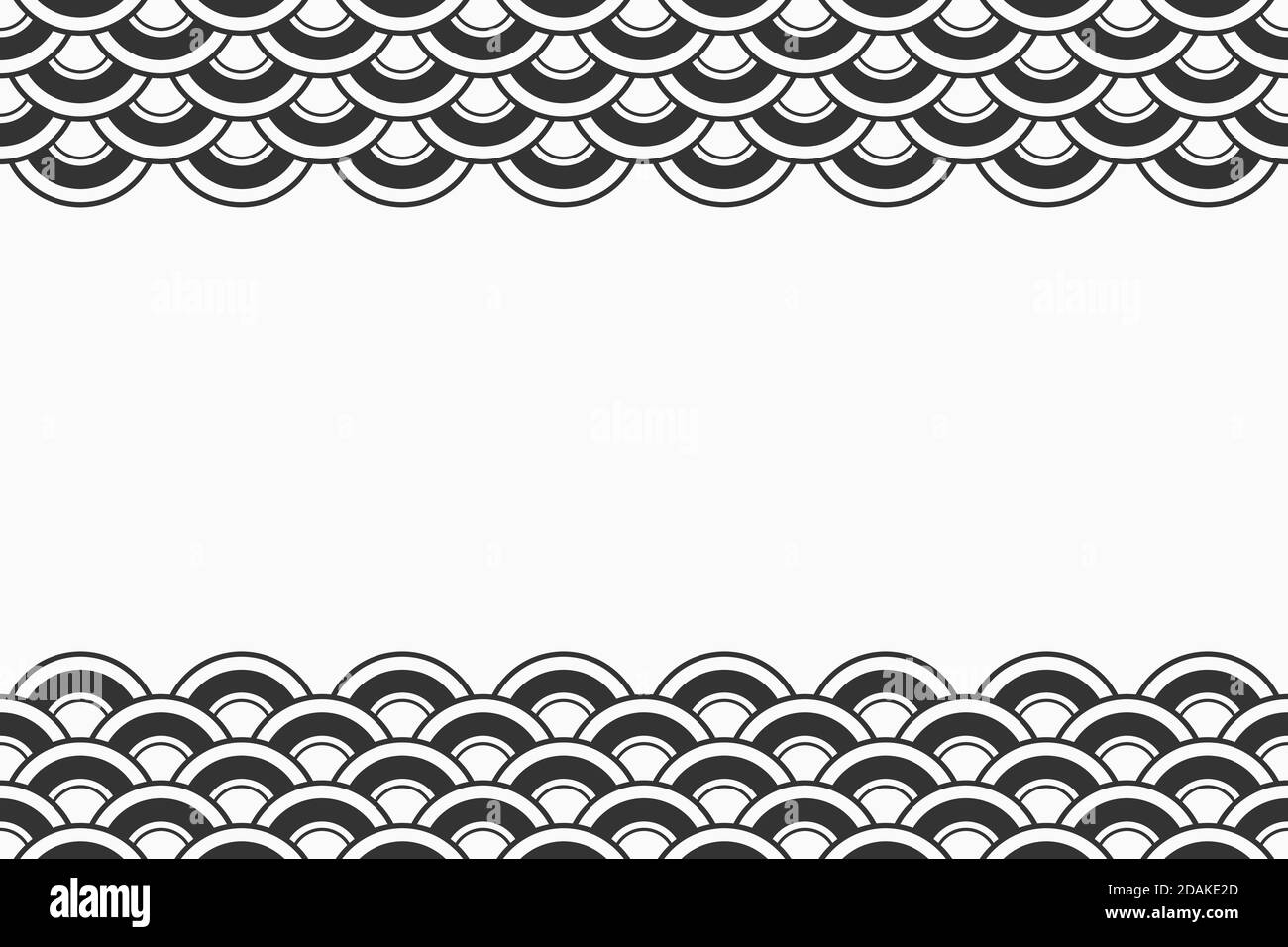 Seamless horizontal border pattern. Black and white Chinese or Japanese ...