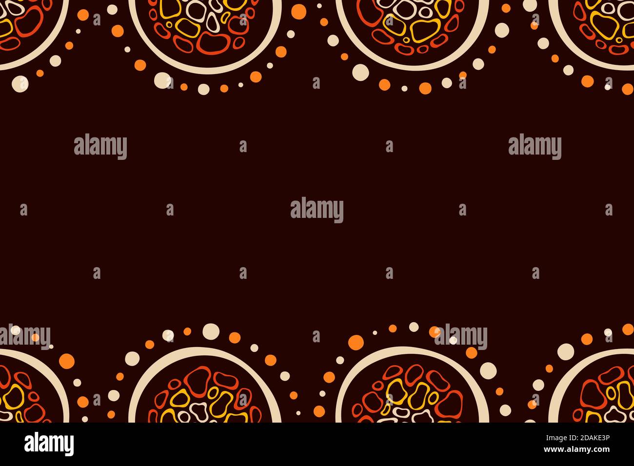 Australian aboriginal seamless horizontal border pattern with circles ...