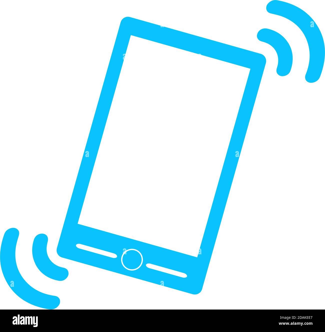 Smart phone in silent mode icon flat. Blue pictogram on white ...