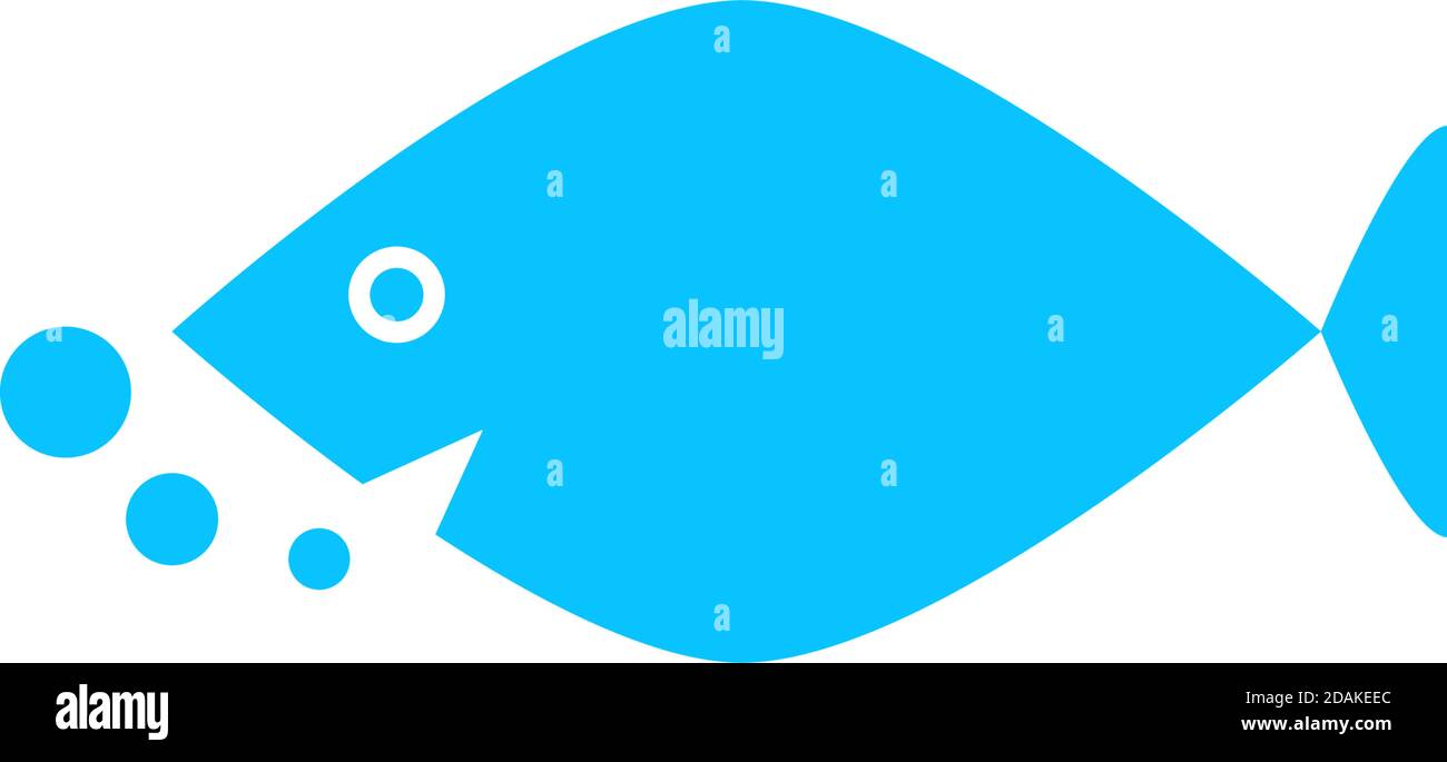 Fish icon flat. Blue pictogram on white background. Vector illustration ...